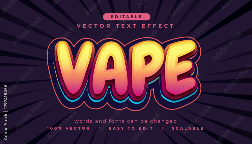 stylish vape editable text effect in 3d style Stock Vector | Adobe Stock