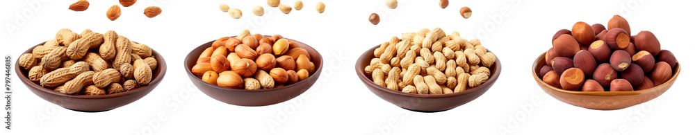 4 different types of peanuts isolated transparent background PNG Stock ...