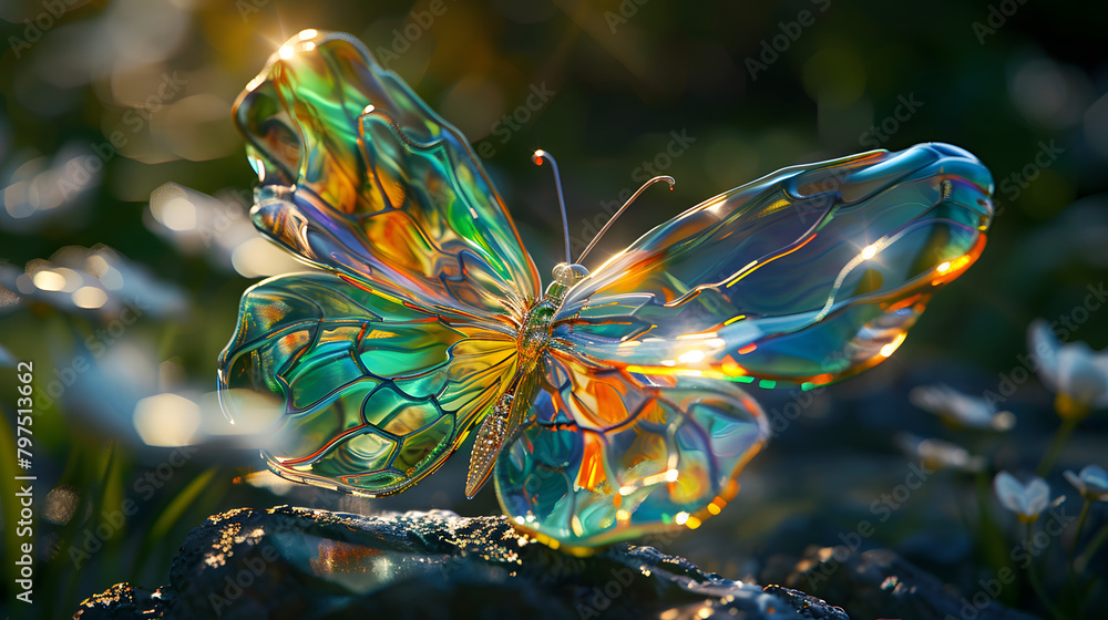 A polychromatic glass butterfly. indicating the ceaseless possibilities ...