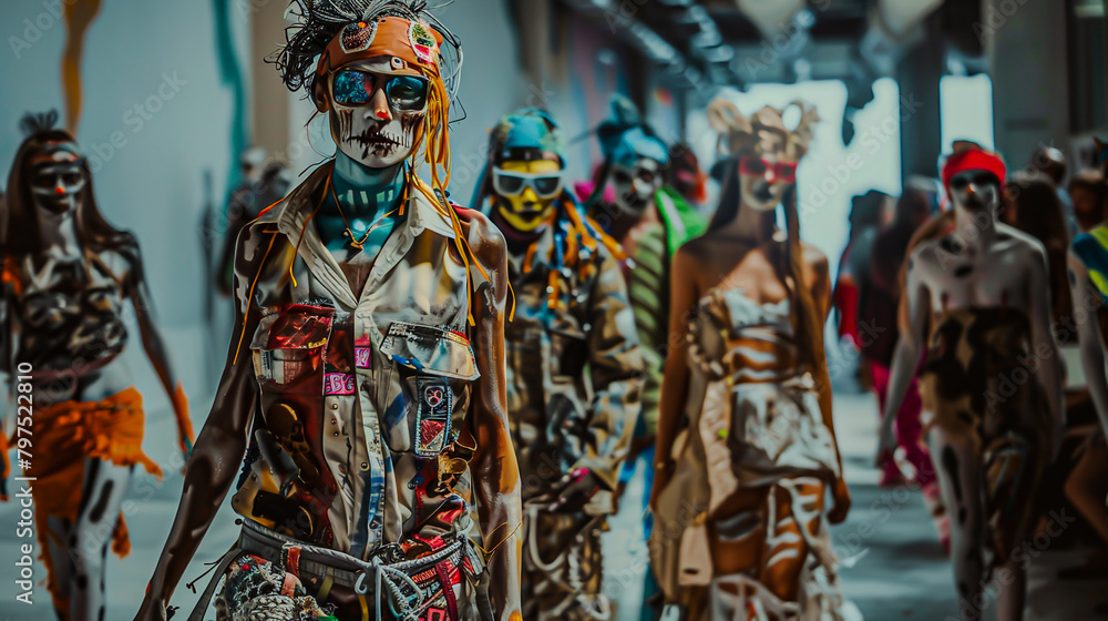 Picture a group of stylish zombies walking the runway in designer ...