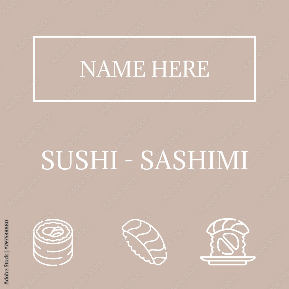 Sushi restaurant sign brand banner template, free space for your name ...