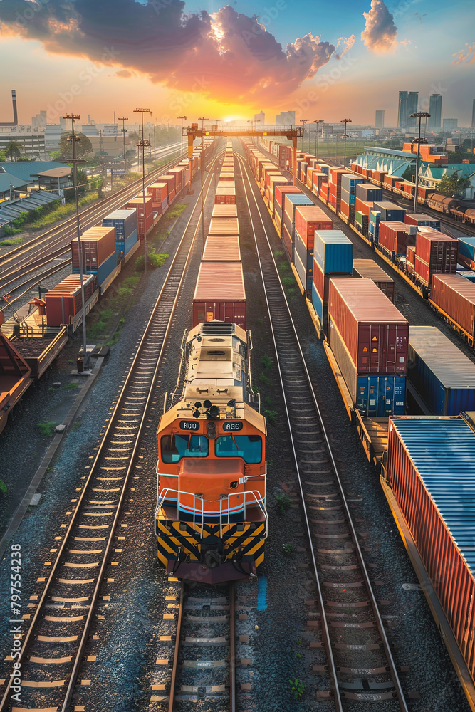 Global business of Container Cargo freight train for Business logistics ...