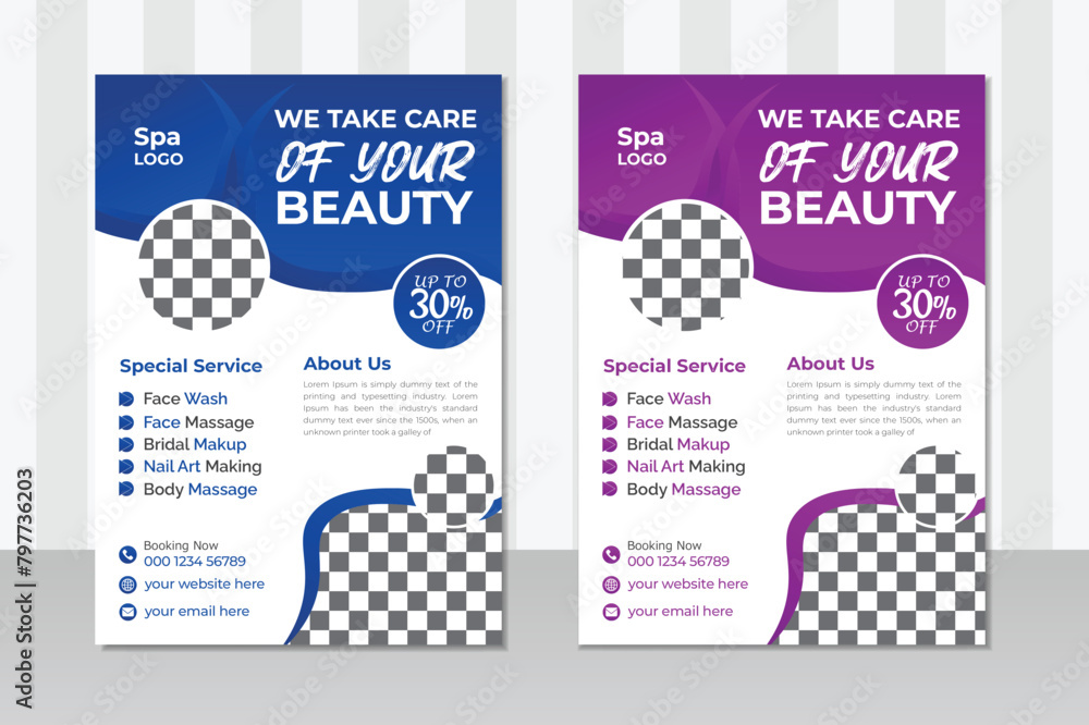 Beauty Spa Salon Flyer template design, Spa Center, Beauty center ...