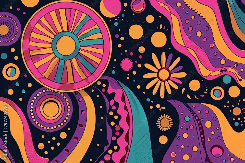 Indie Festival Banner Design: Hipster Vintage Vibes in Retro 70s Colors ...