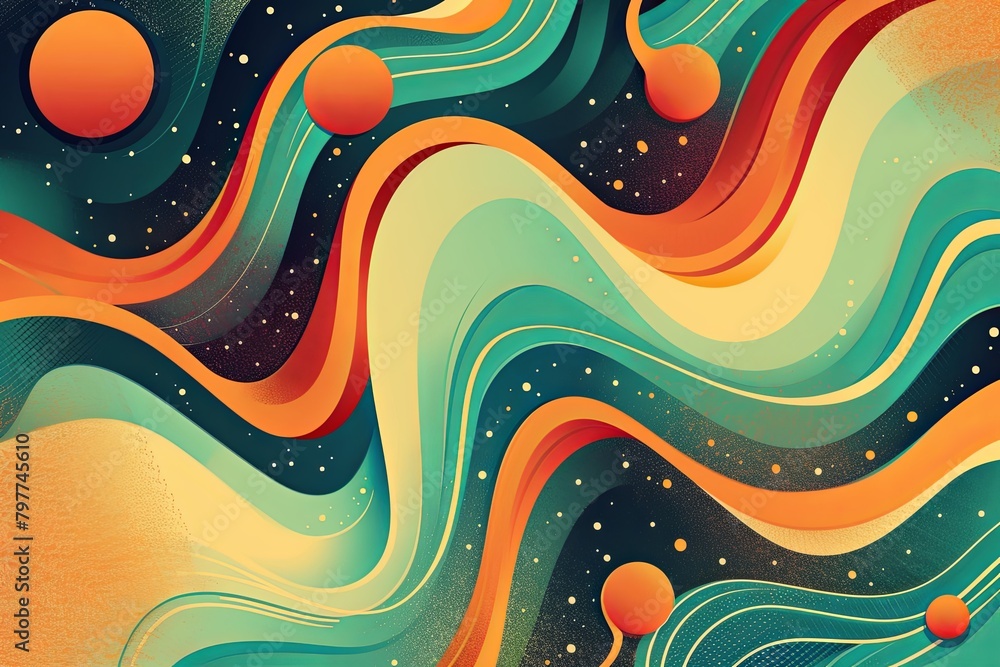 Psychedelic 70s Dance Party: Retro Music Cover Design with Vibrant ...