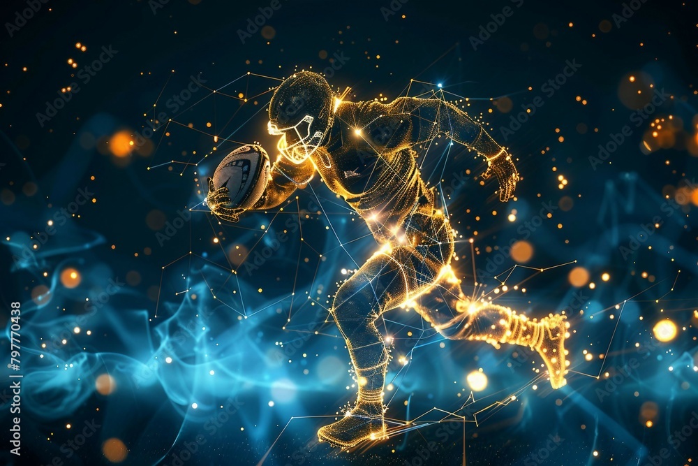 Stock-Illustration „technology in rugby game, digital yellow low poly ...