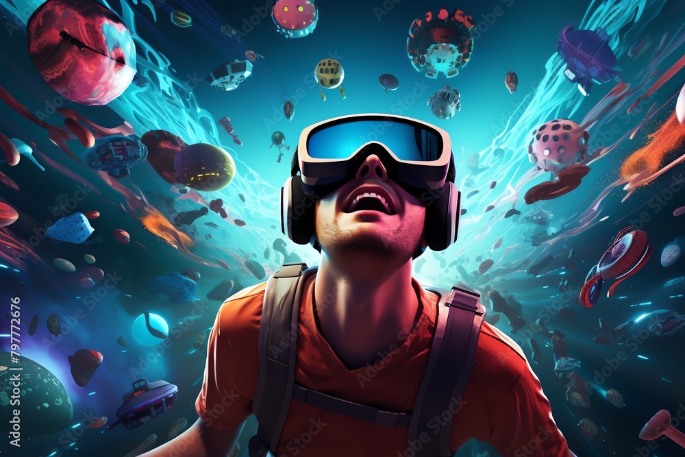 Embrace a comedic twist in space exploration with a tilted angle view ...