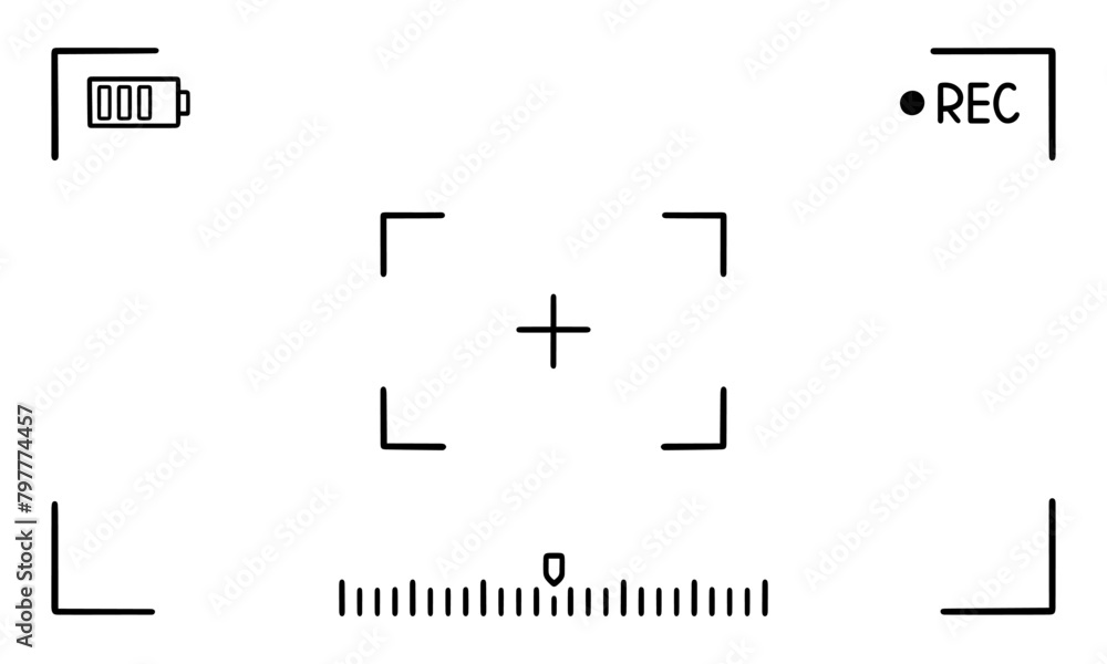 Camera viewfinder interface in doodle sketch style. Video frame ...