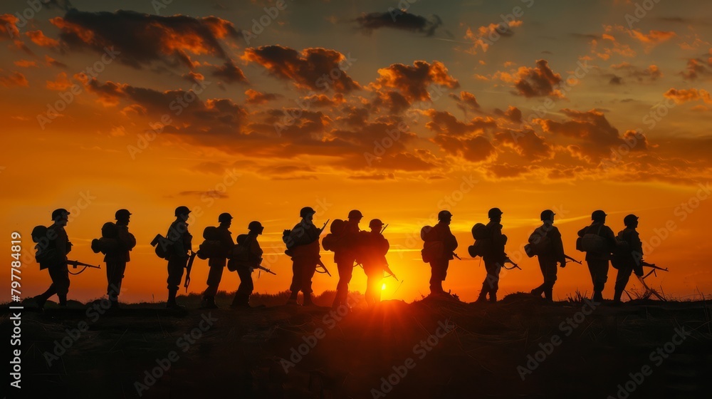 Loyal Comrades in Alliance: A dramatic scene with silhouettes of ...