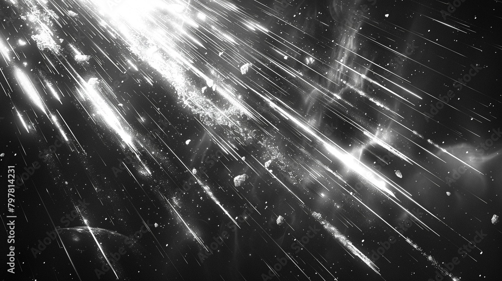 Fluid manga meteor shower, stylized geometric streaks , hyper detailed ...