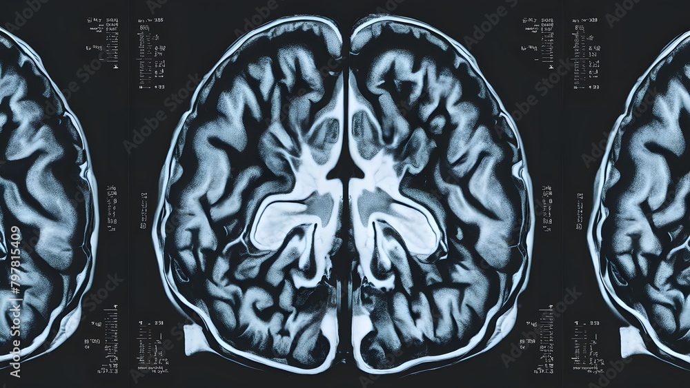 Three consecutive MRI scans of a human brain. The scans are labeled ...