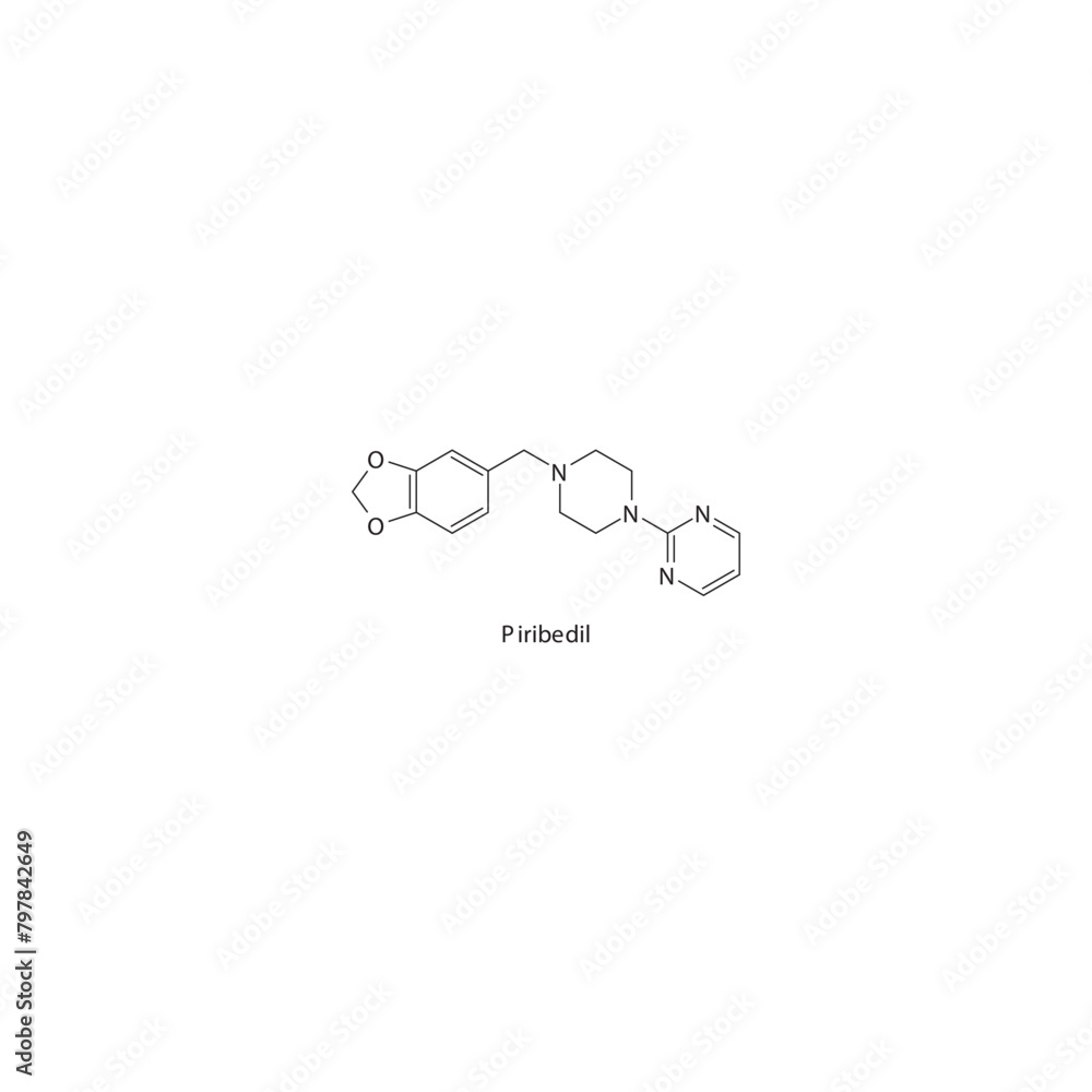 Piribedil flat skeletal molecular structure Dopamine agonist - non ...