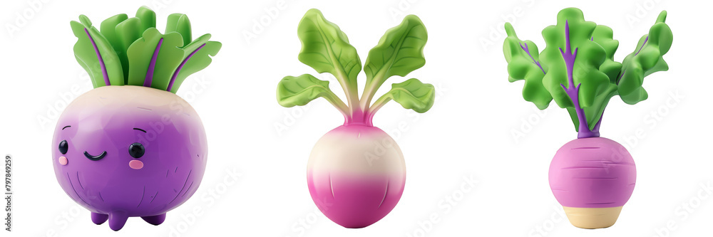 PNG purple turnip 3d icons and objects collection, in cartoon style ...