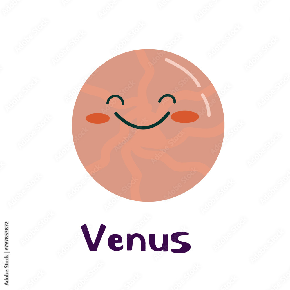 Solar system planet Venus cartoon cute character with quote. Can used ...