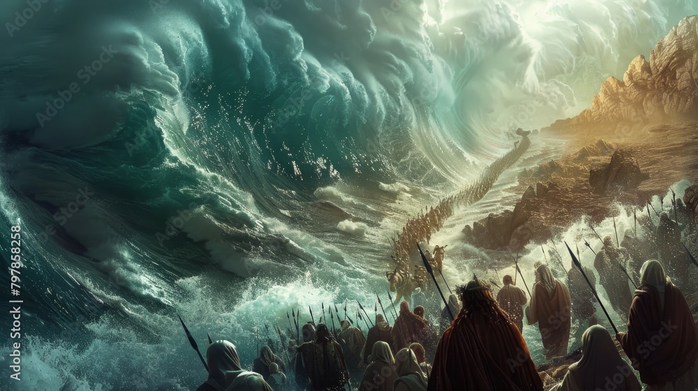 The parting of the red sea. an incredible miracle as israelites escape ...