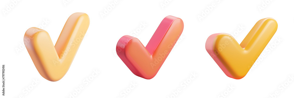 PNG checkmark 3d icons and objects collection, in cartoon style minimal ...