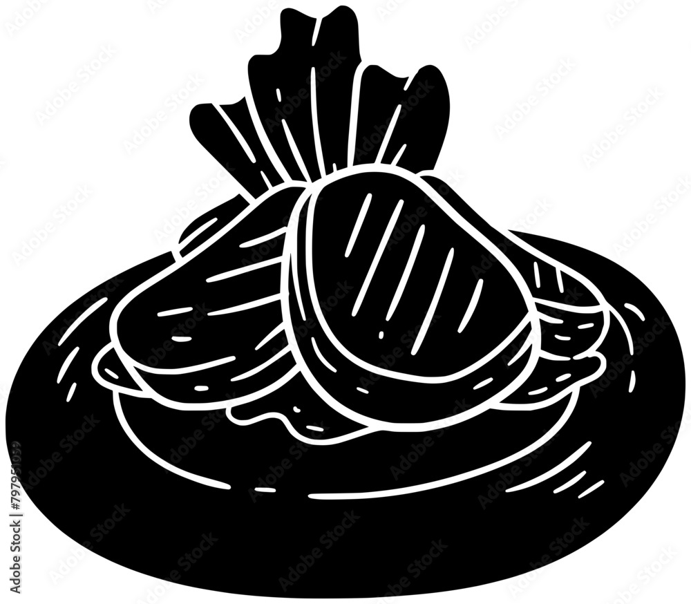 meat illustration beef silhouette dinner logo plate icon bowl outline ...