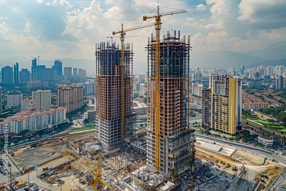 High quality under construction site for mega residential towers ...