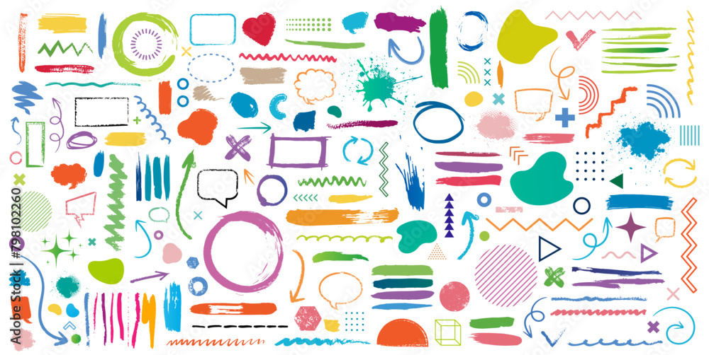 Abstract element shape set. Color graphic modern abstract sticker ...