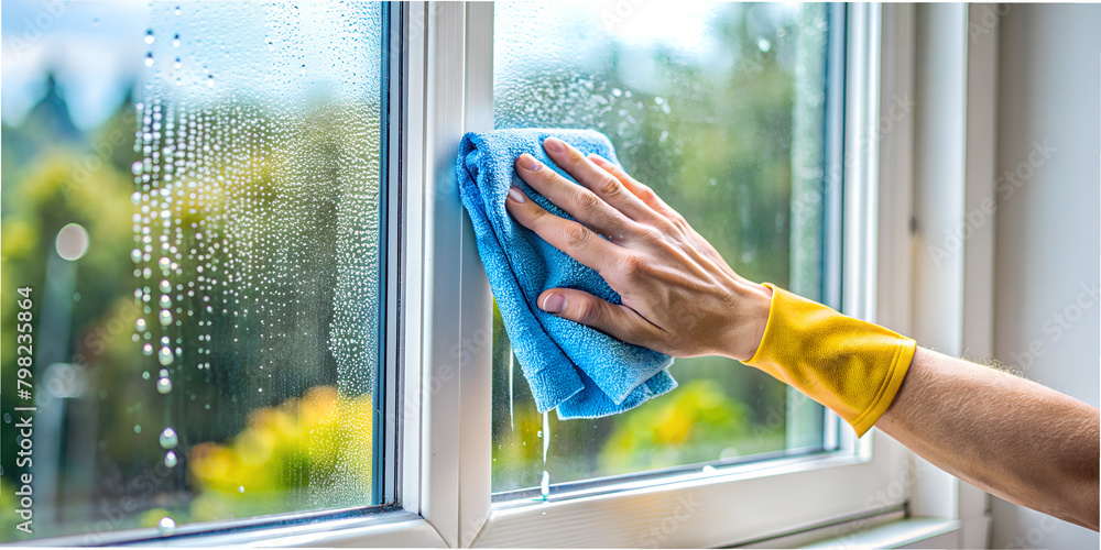 Woman washing window, wiping, glass, window, dirty window, cleaning ...