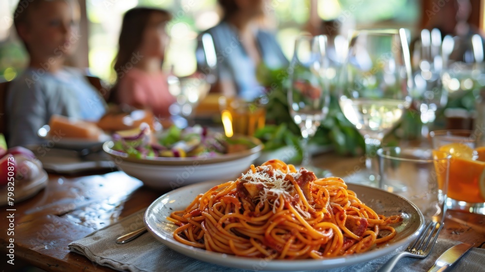 family dinner table with spiralized noodles served alongside lean ...