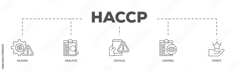 HACCP icons process flow web banner illustration of hazard analysis and ...