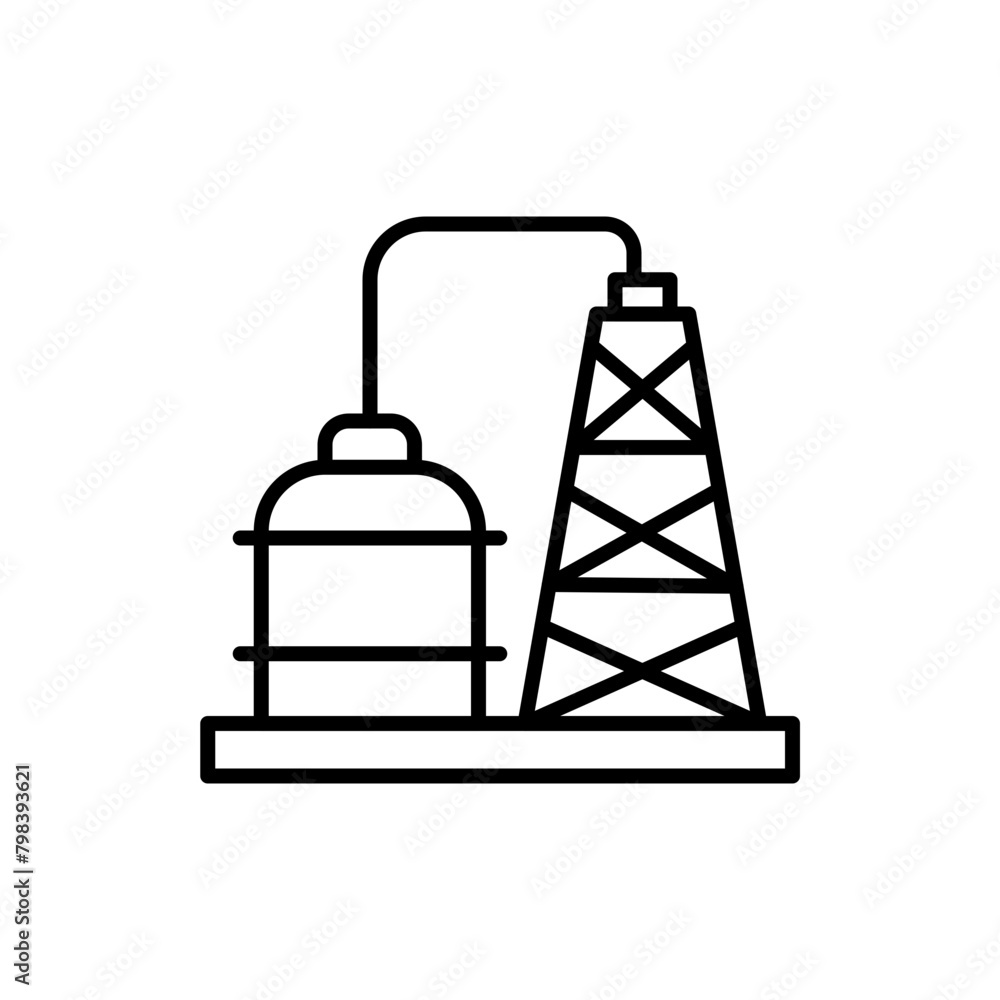 Oil refinery outline icons, minimalist vector illustration ,simple ...