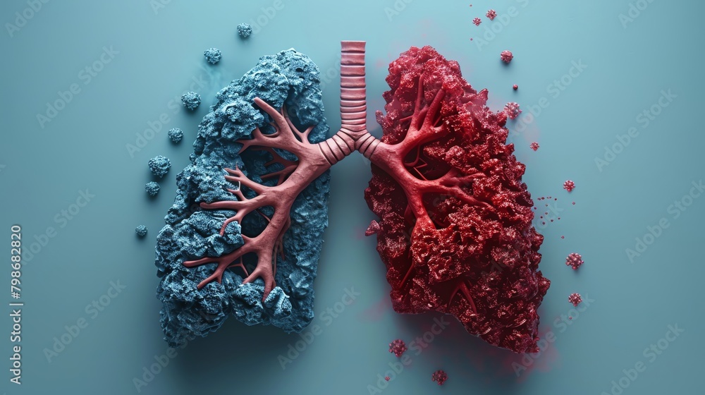 Powerful educational image displaying half healthy lungs and half ...