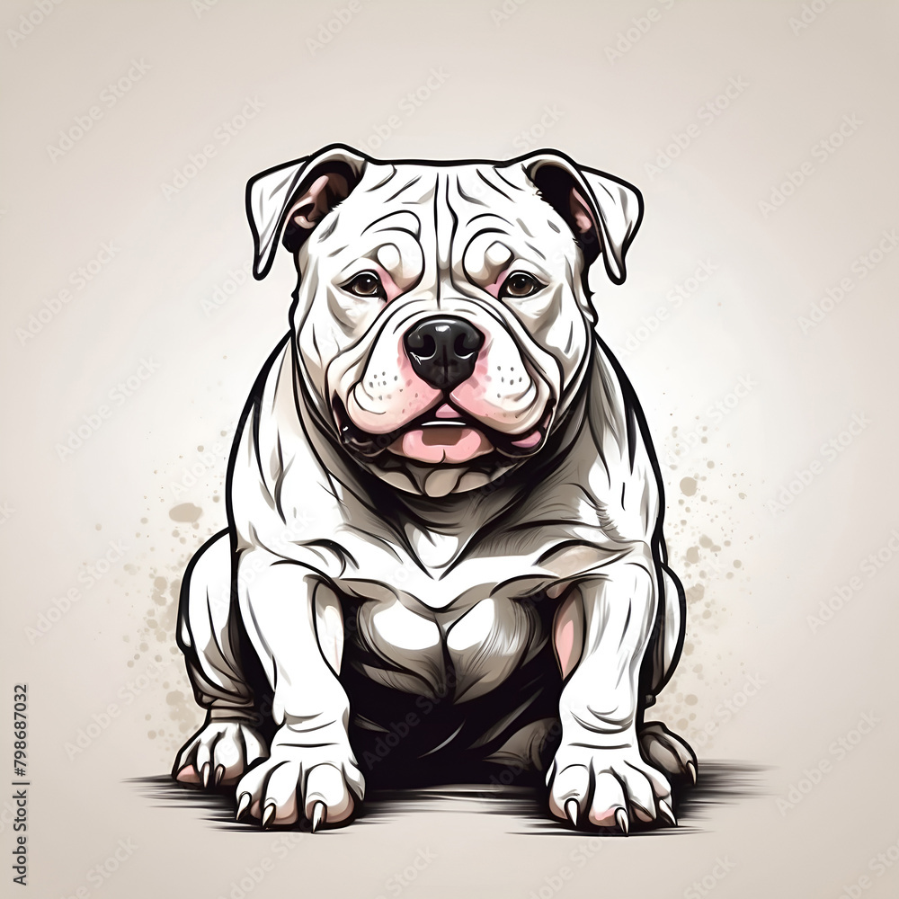 American Bully Dog in cartoon style. Cute American Bully isolated on ...