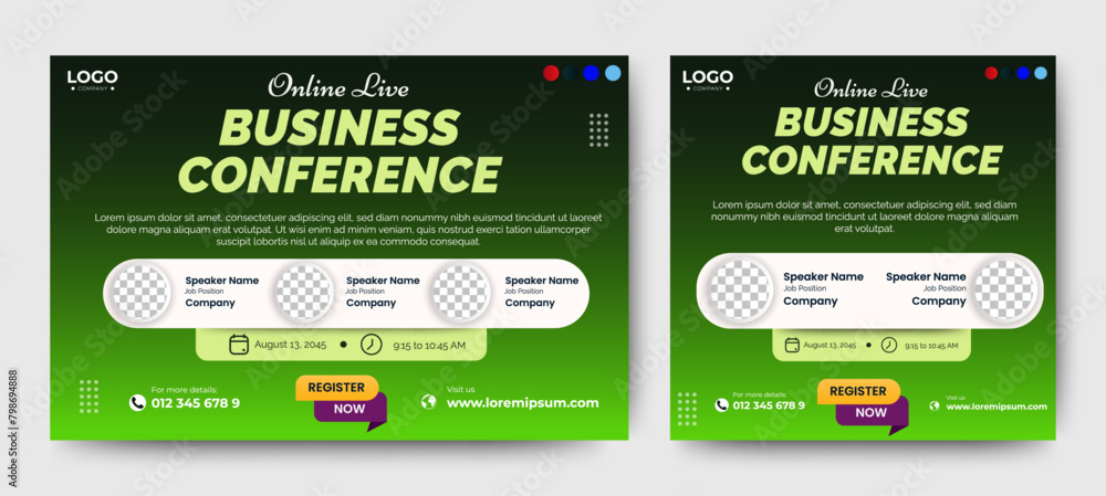 Business Conference live webinar banner invitation and social media ...