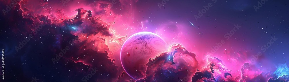 Space Exploration Theme Deep space background with planets, stars, and ...