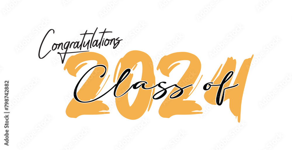 Class of 2024, word lettering script banner Congrats Graduation Stock ...