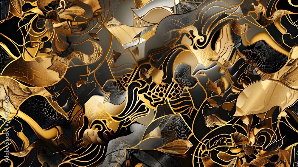 Graffiti Art Luxury Gold Background Design Tile, Urban Street Art with ...