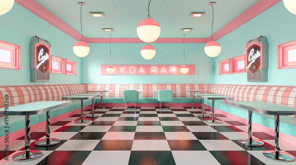 Create a seamless pattern background with a retro diner theme ...