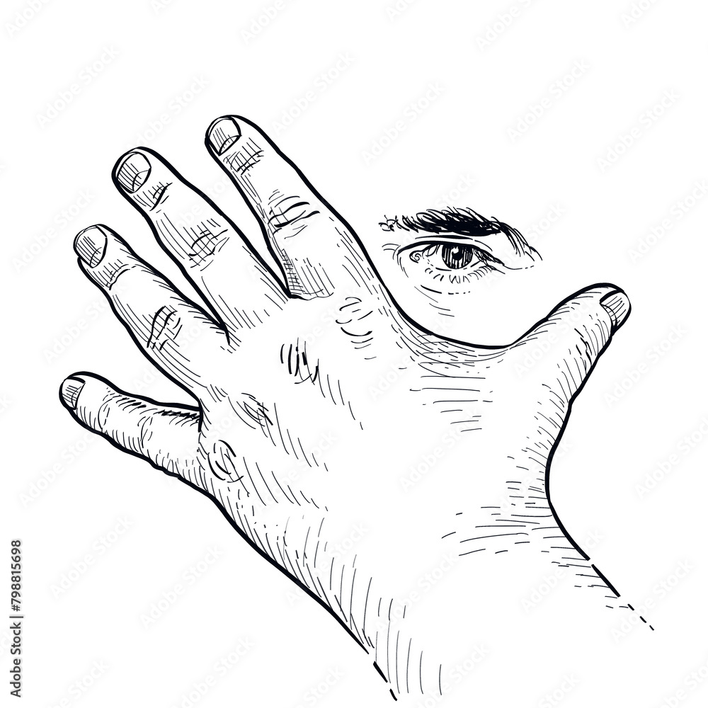 Close-up of hand covering face, hand language, black and white, png ...