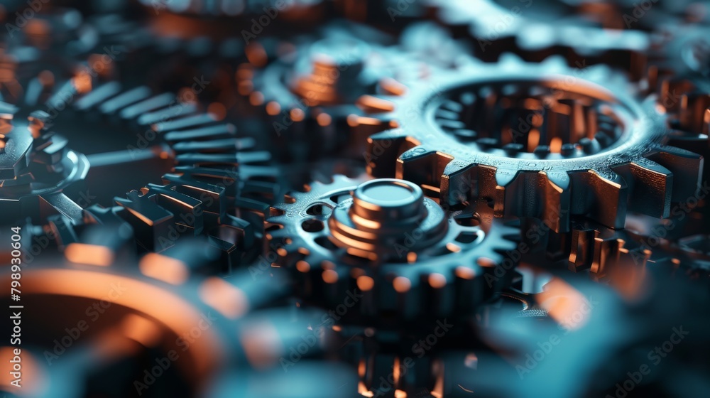 A background made of overlapping gears and cogs, with a single ...