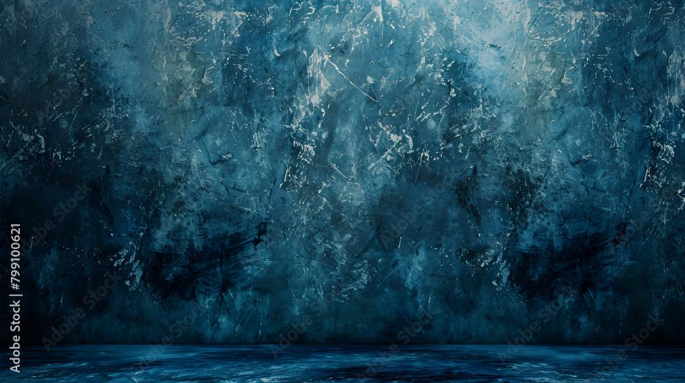 Deep blue texture or background with stains, waves and grain elements ...