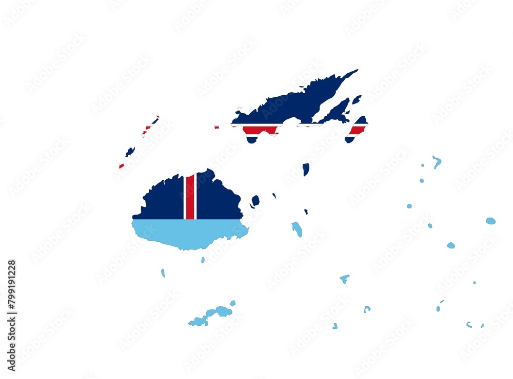 Outline of the map of Fiji with regions の Stock イラスト | Adobe Stock