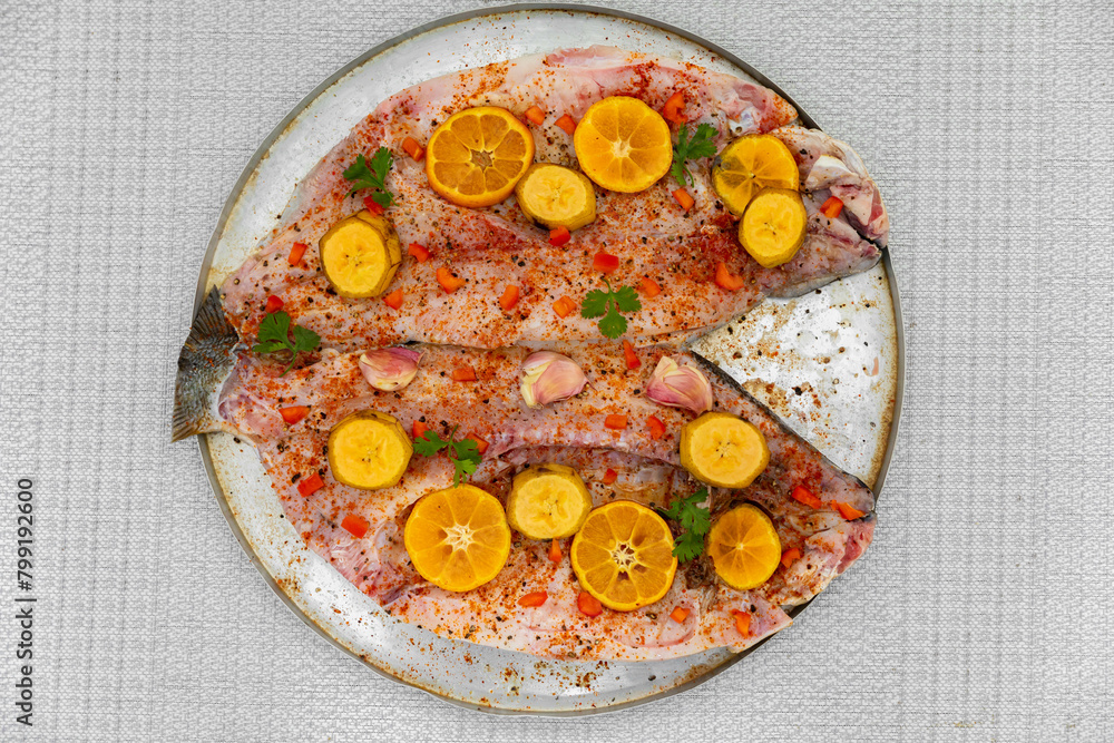 Fresh tropical fish Tambaqui (Colossoma macropomum) typical Brazilian ...