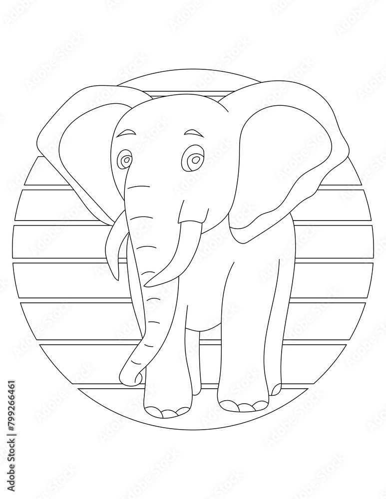 Elephant Coloring Page. Wild Animal Coloring Page for Kids Who love ...