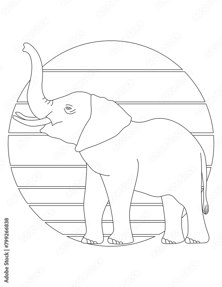 Elephant Coloring Page. Wild Animal Coloring Page for Kids Who love ...