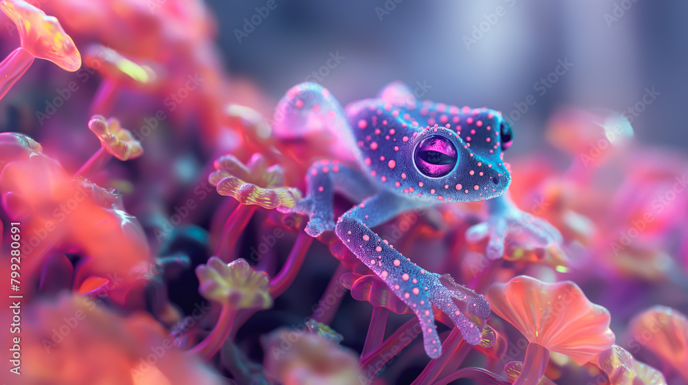 Tiny Bioluminescent Tropical Frog, Exotic Animal Amphibia Species ...