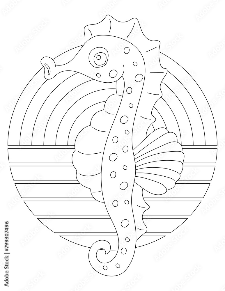 Seahorse Coloring Page. Aquatic Animal Coloring Page for Kids Who Love ...