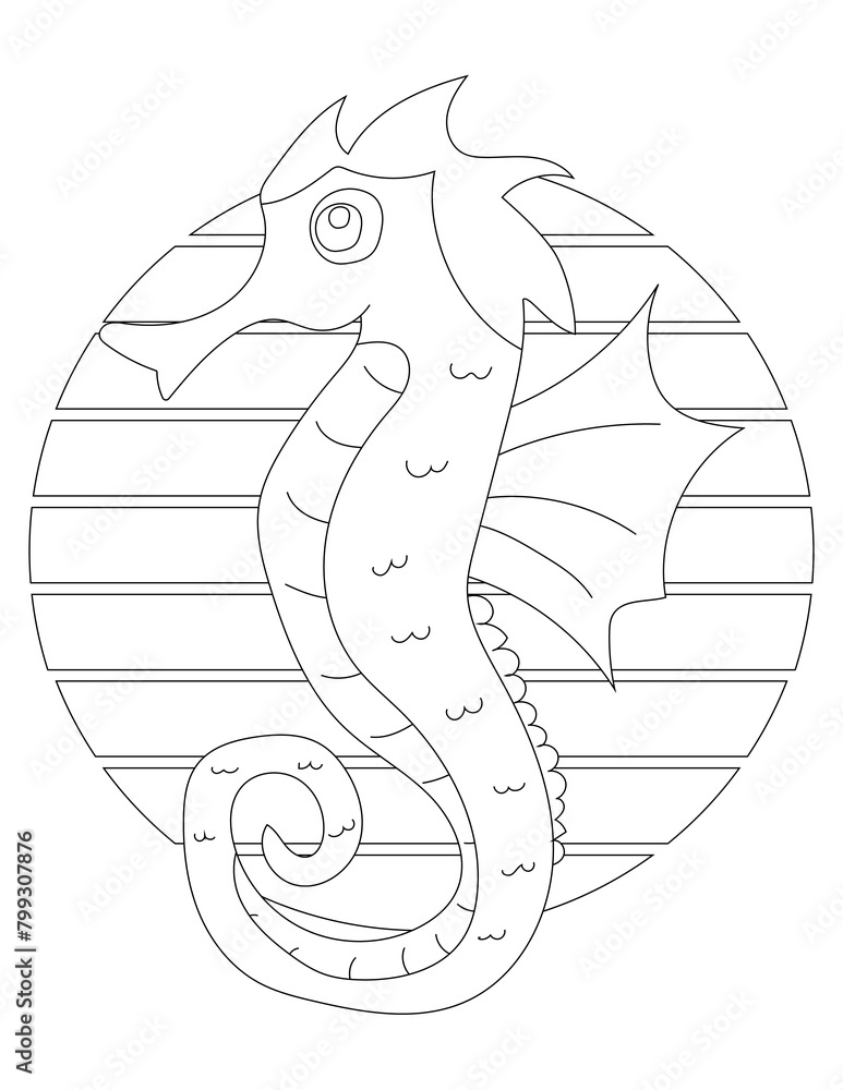 Seahorse Coloring Page. Aquatic Animal Coloring Page for Kids Who Love ...