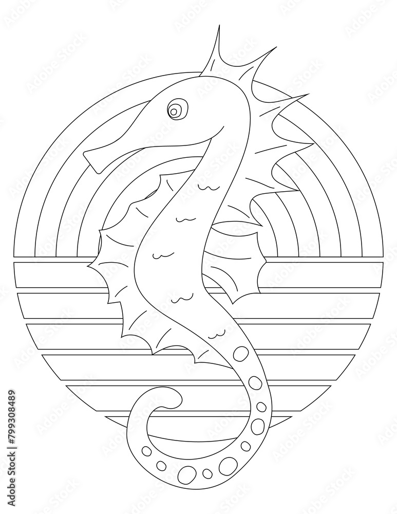 Seahorse Coloring Page. Aquatic Animal Coloring Page for Kids Who Love ...
