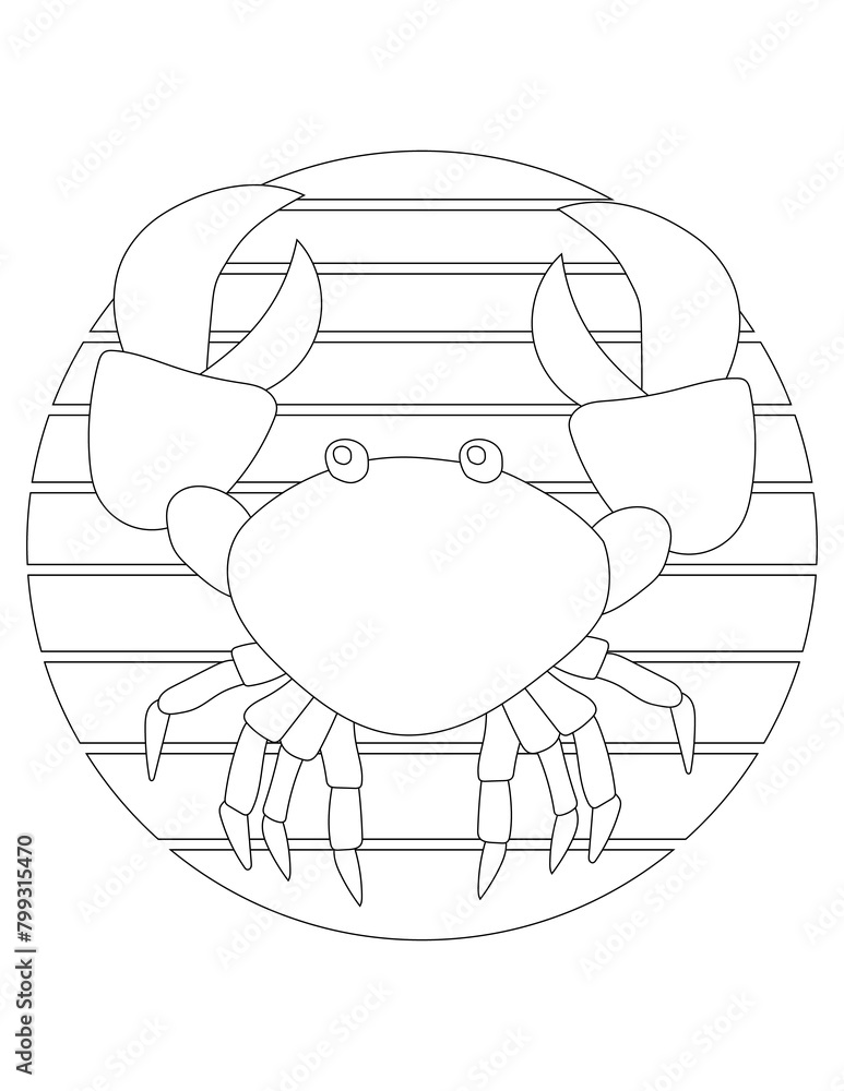 Crab Coloring Page. Aquatic Animal Coloring Page for Kids Who Love ...