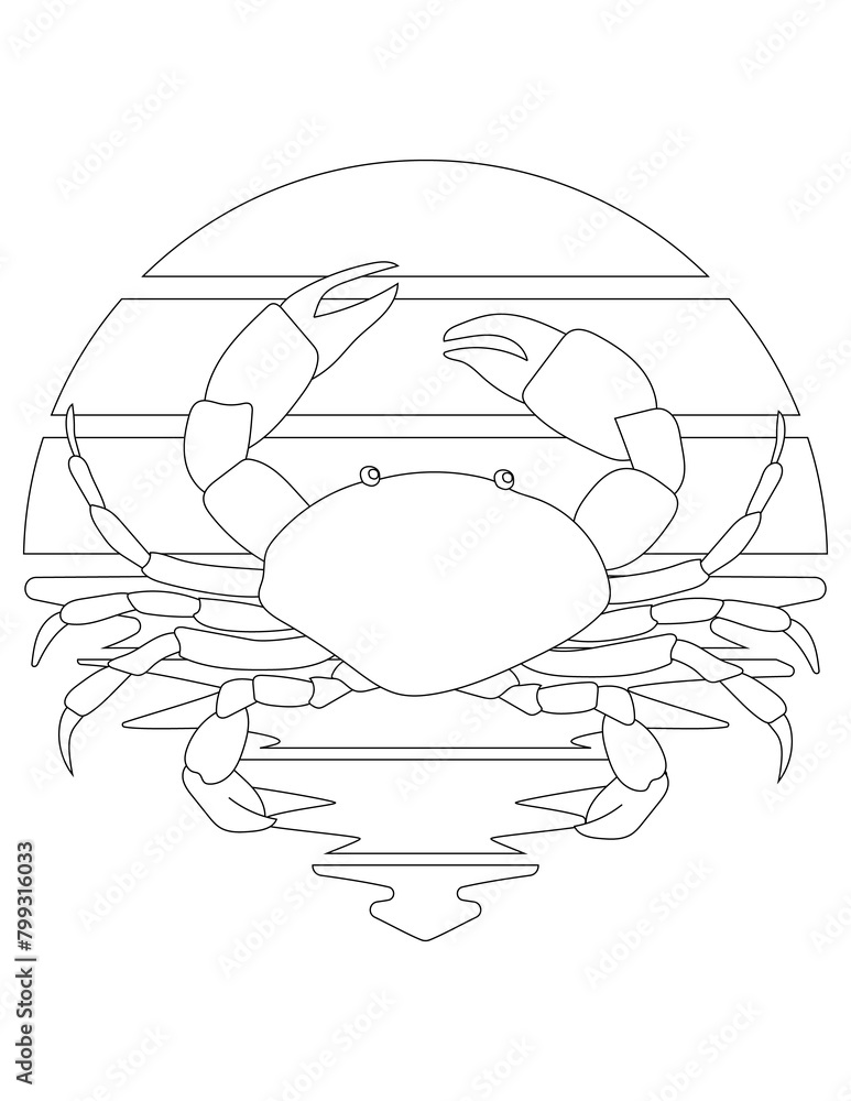 Crab Coloring Page. Aquatic Animal Coloring Page for Kids Who Love ...