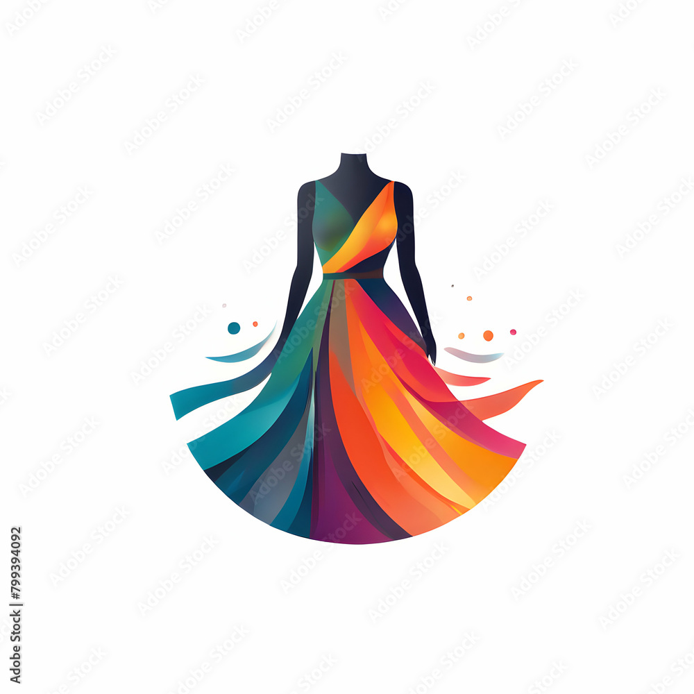 simple dress logo vector with abstract colors Stock Illustration ...