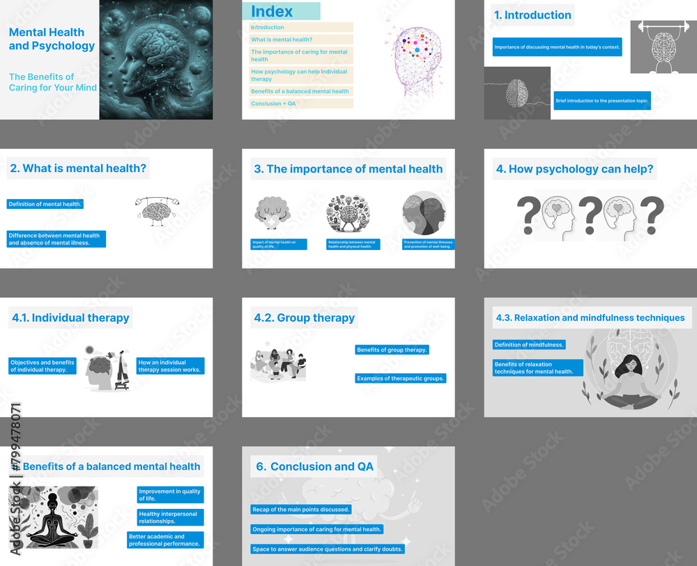 Blue presentation templates highlighting the fundamental principles of ...