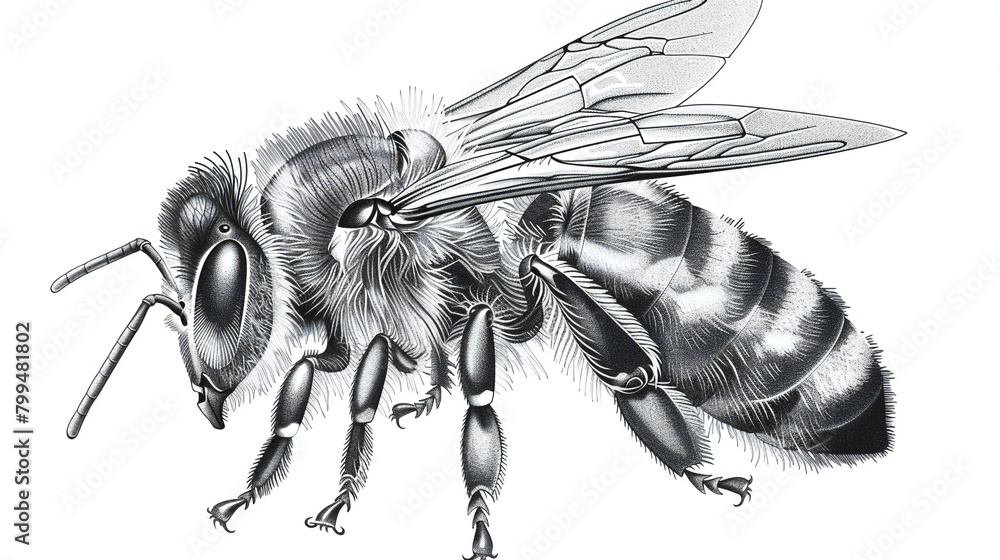 Vibrant Honey Bee Engraving: A Detailed Illustration Showcasing the ...
